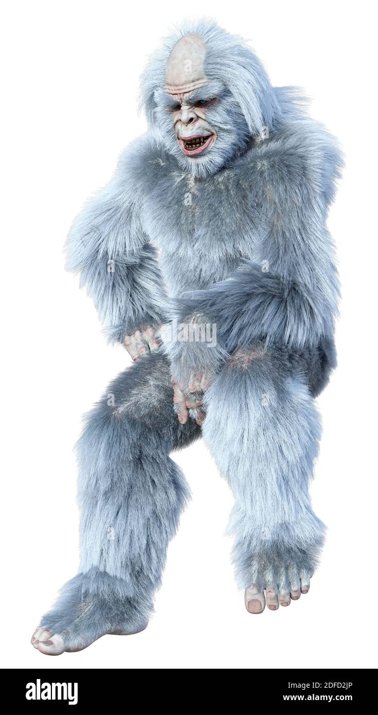 3D rendering of a fantasy creature yeti isolated on white background ...