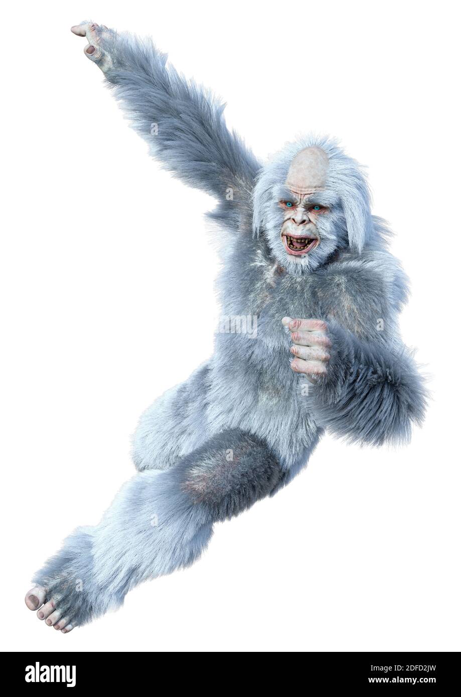 3D rendering of a fantasy creature yeti isolated on white background ...