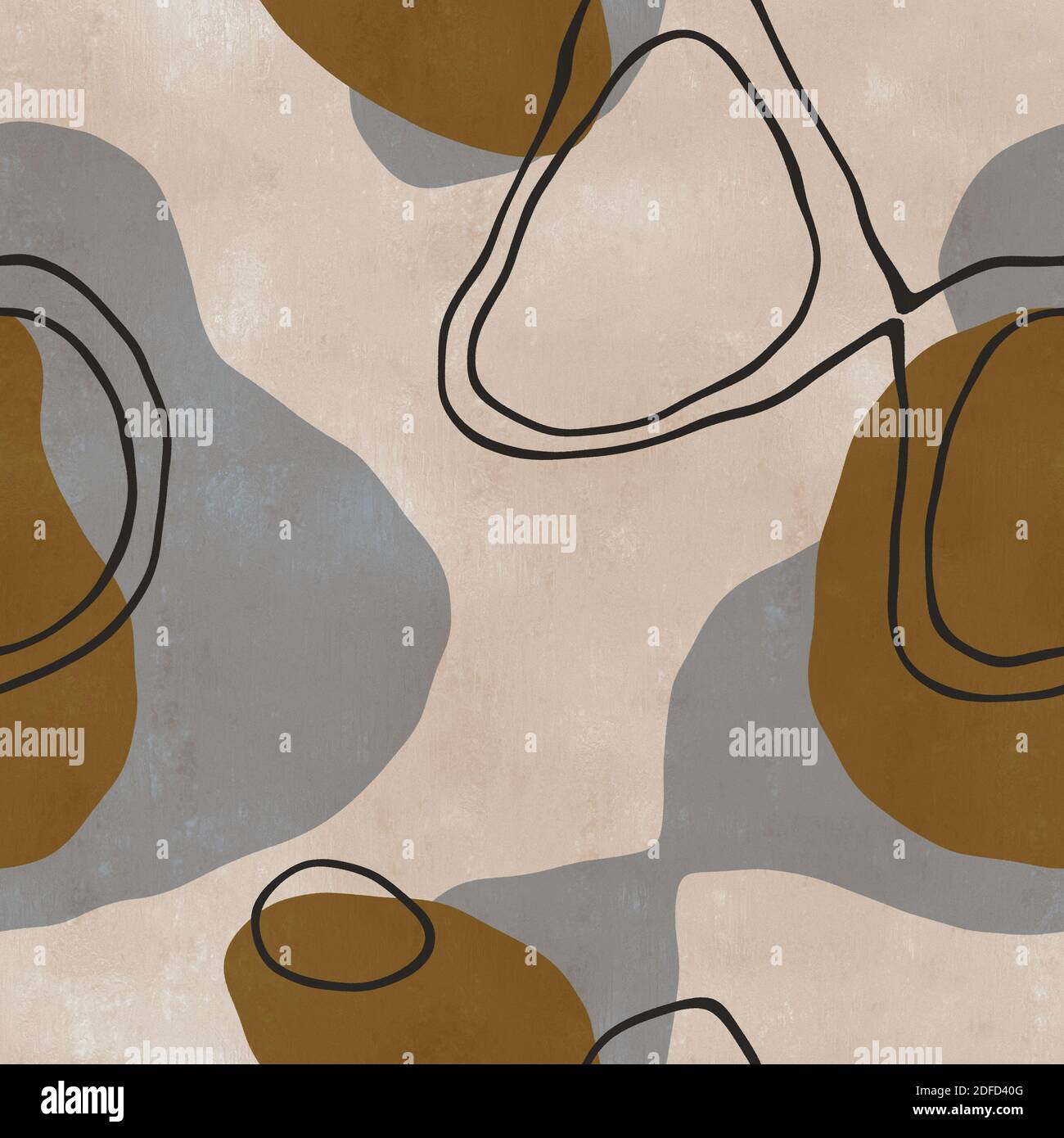 Seamless organic rounded curvy shapes naive design Stock Photo - Alamy