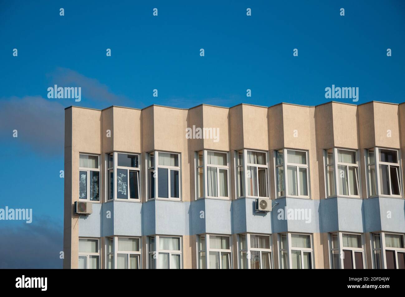 Corner of modern beige school building, abstract architecture Stock ...