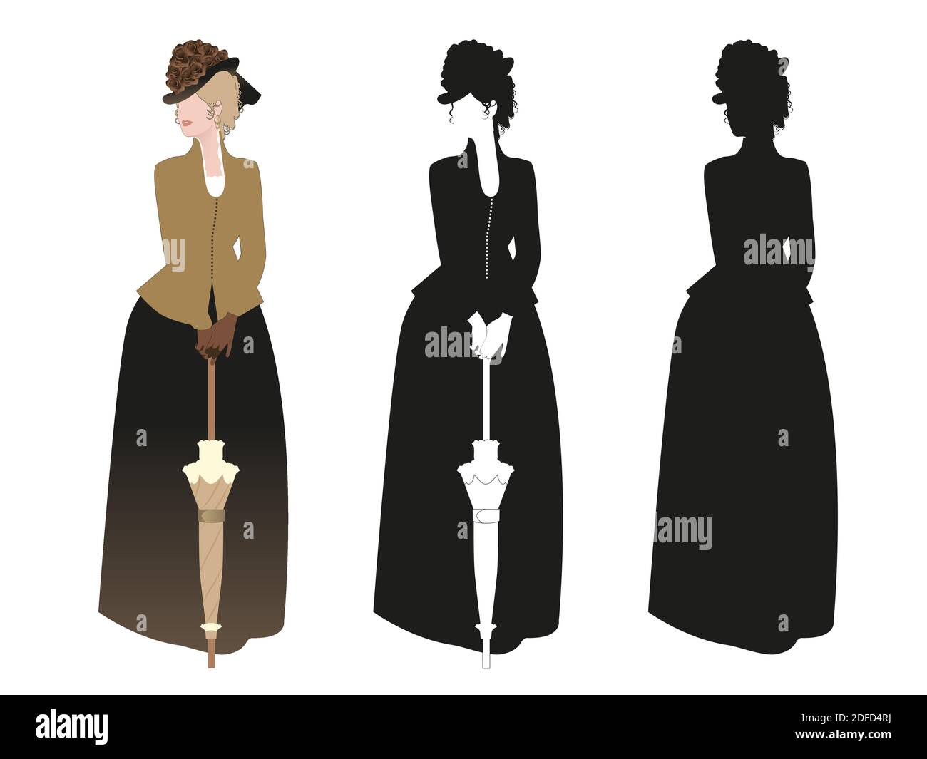 Regency woman silhouette Stock Vector Images - Alamy