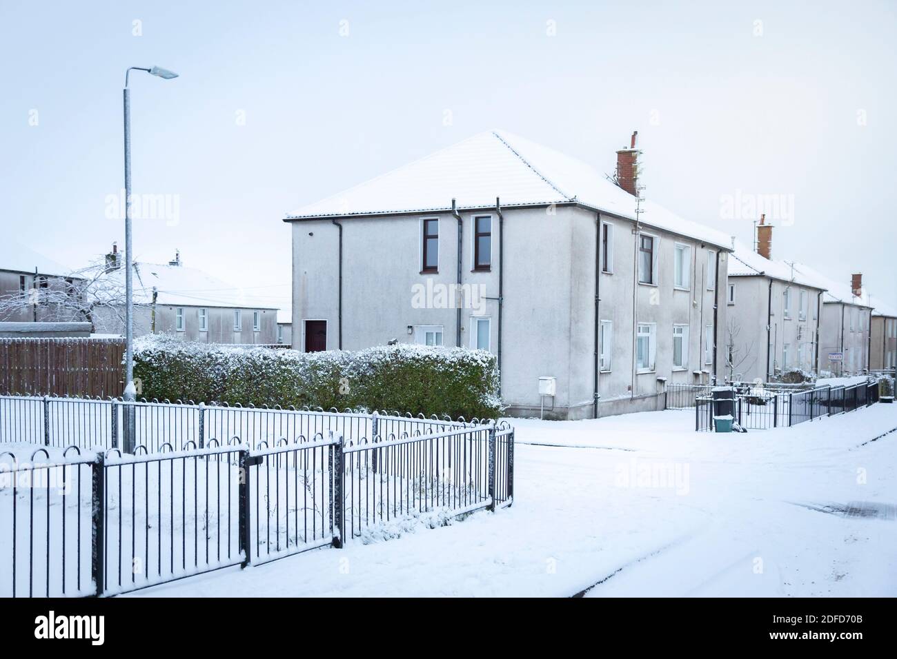 first snow fall in Auchinleck scotland Stock Photo - Alamy