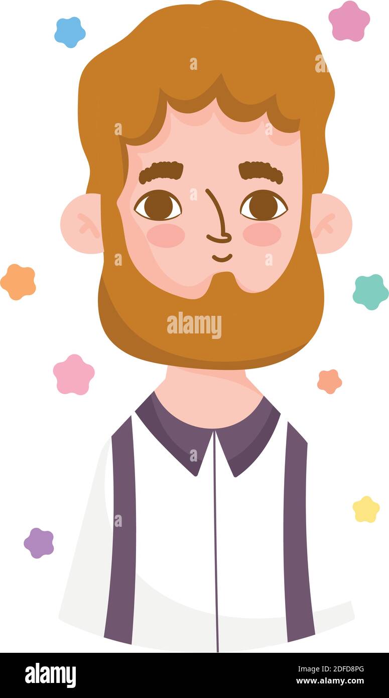bearded man character avatar in cartoon vector illustration Stock ...