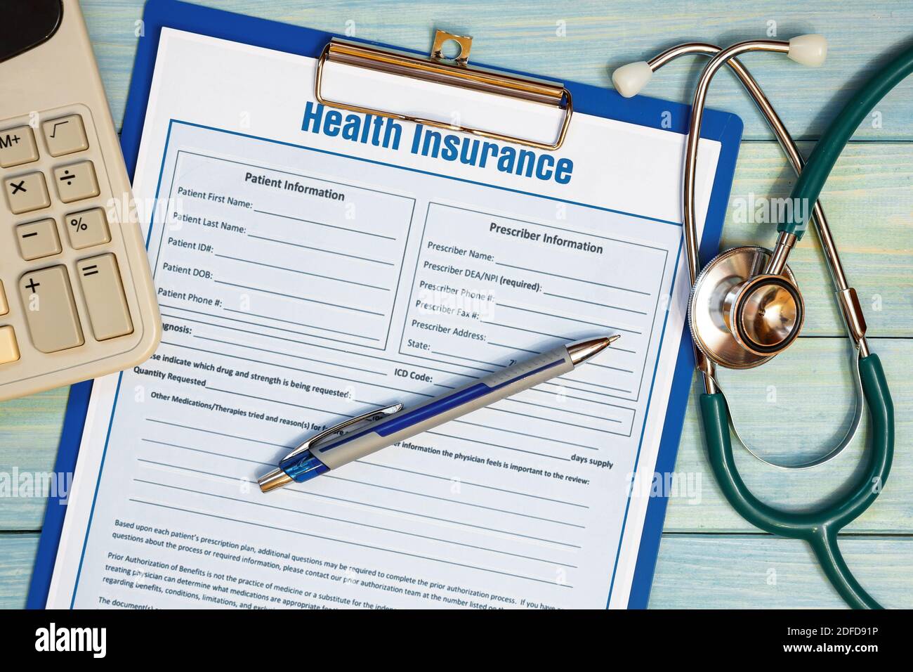 Health insurance with insurance claim form and stethoscope. Health ...