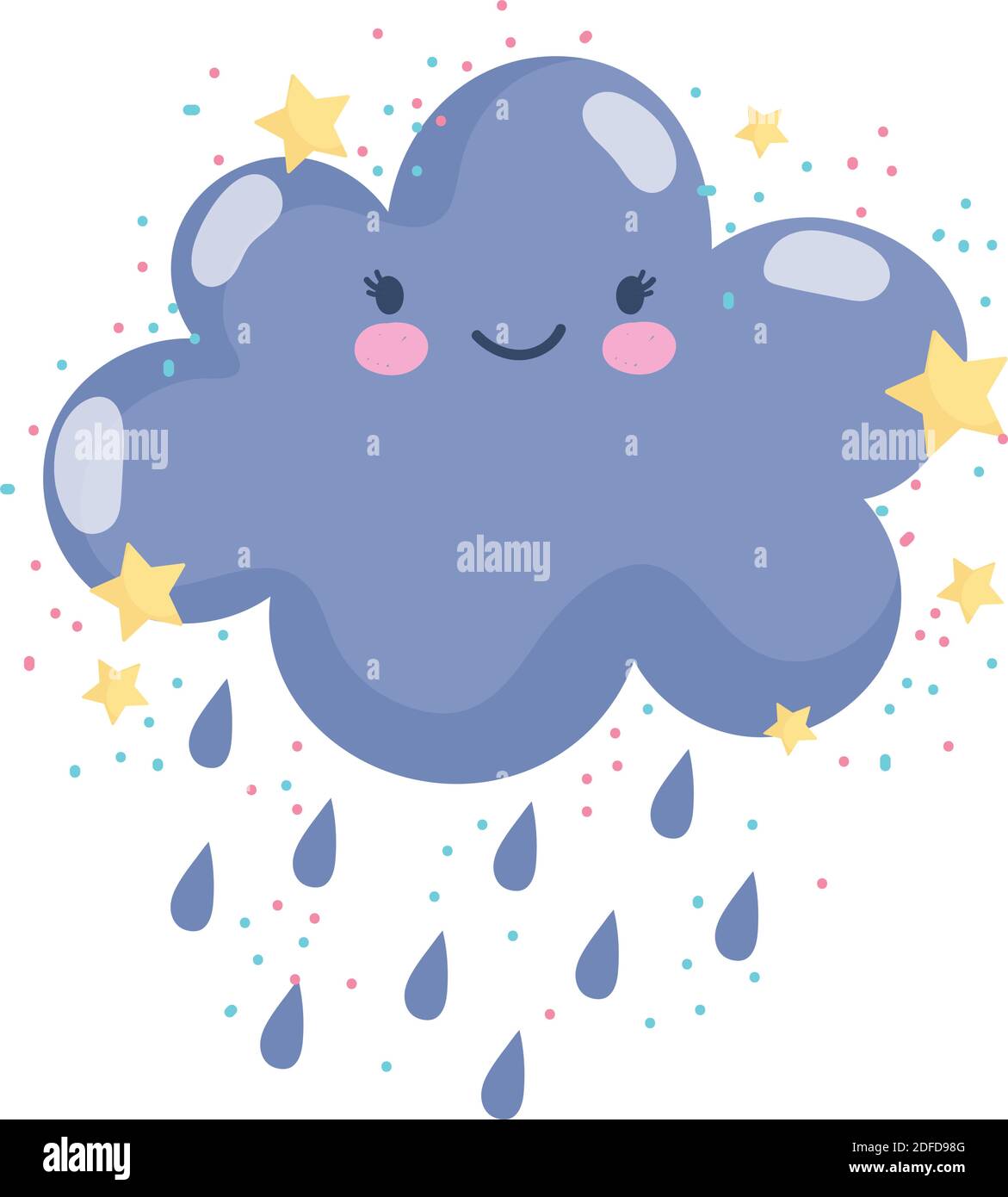 weather cute cloud rainy sky stars decoration cartoon vector ...