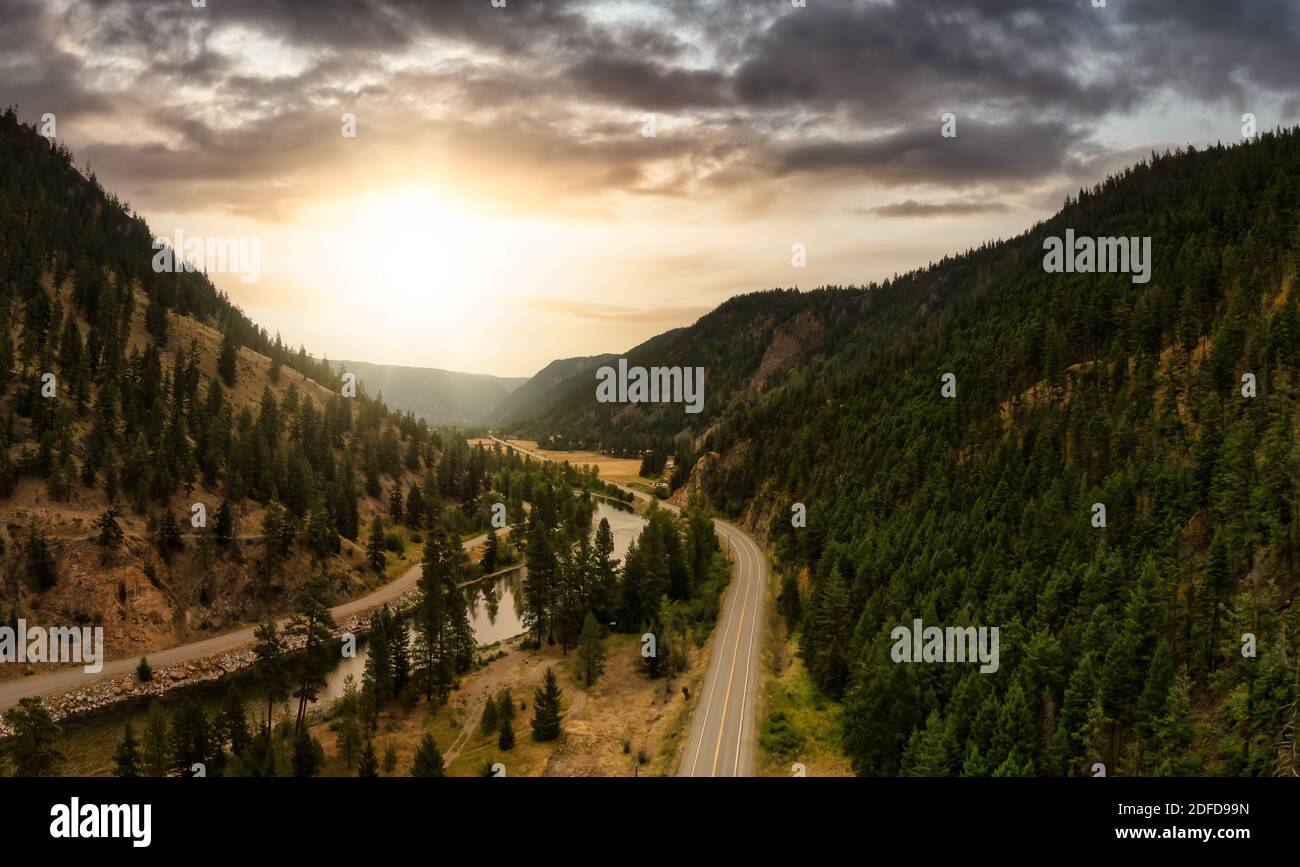 Aerial Panoramic View of a Scenic Highway Stock Photo - Alamy