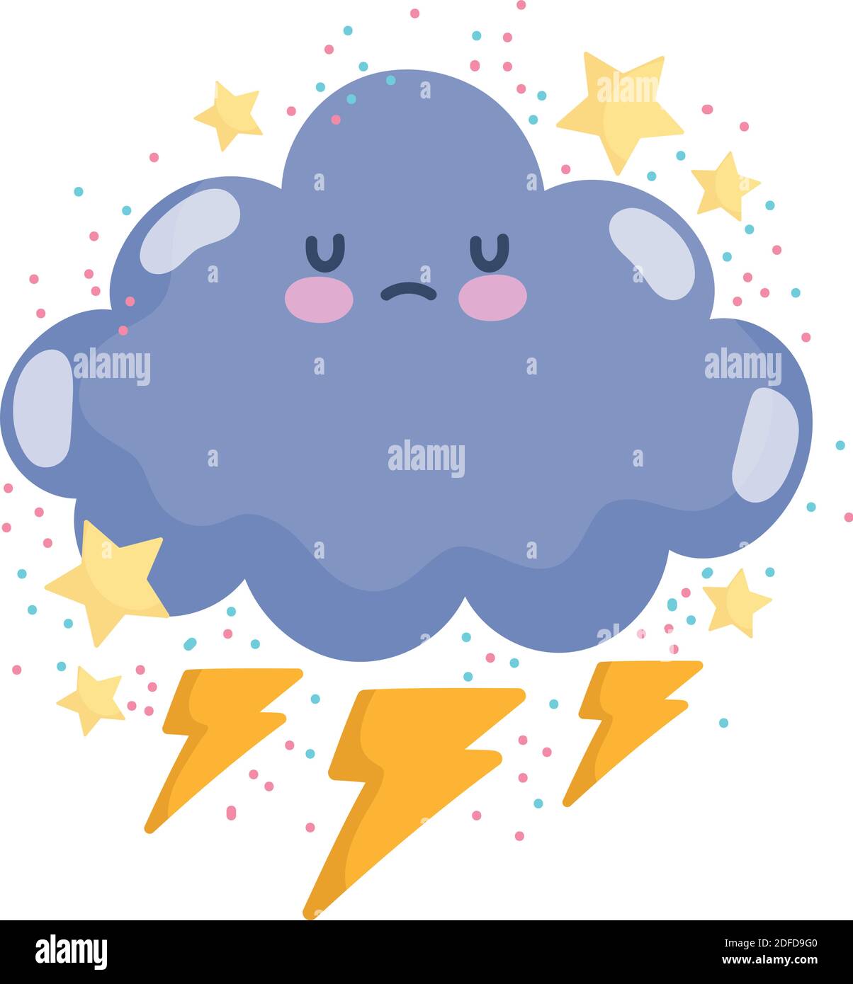 weather cute cloud thunder storm sky decoration vector illustration ...