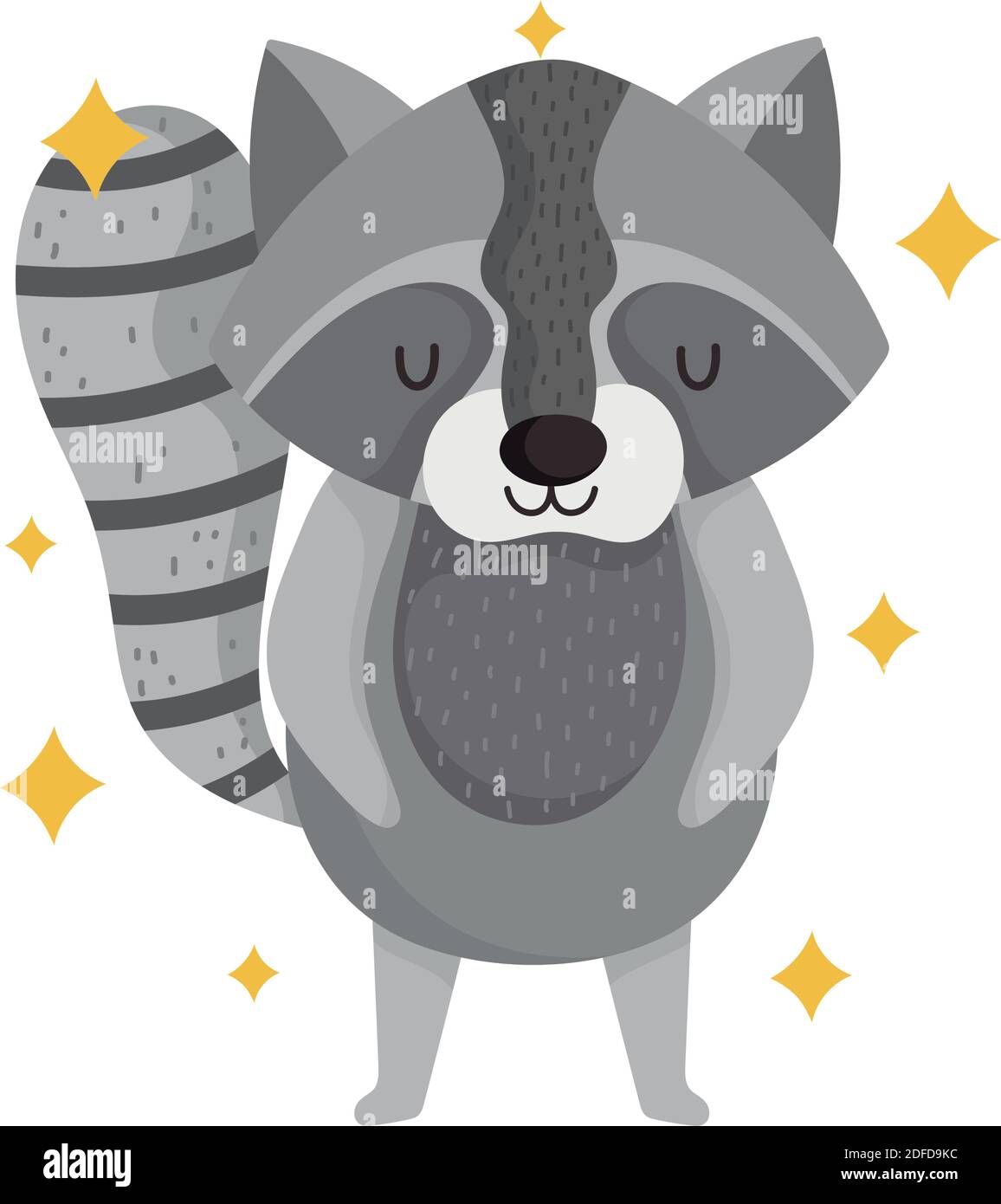 cute raccoon animal with stars in cartoon design vector illustration ...