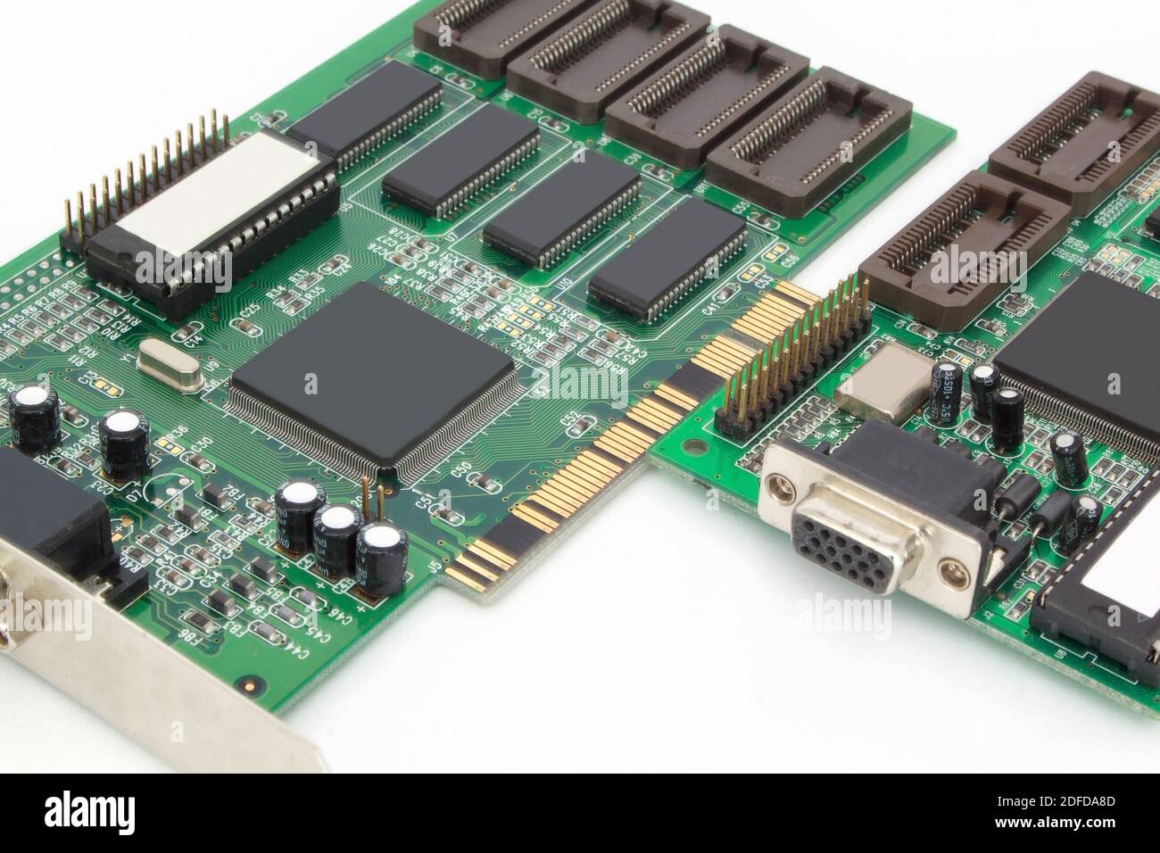 Two video cards for a personal computer. Isolated on white background ...