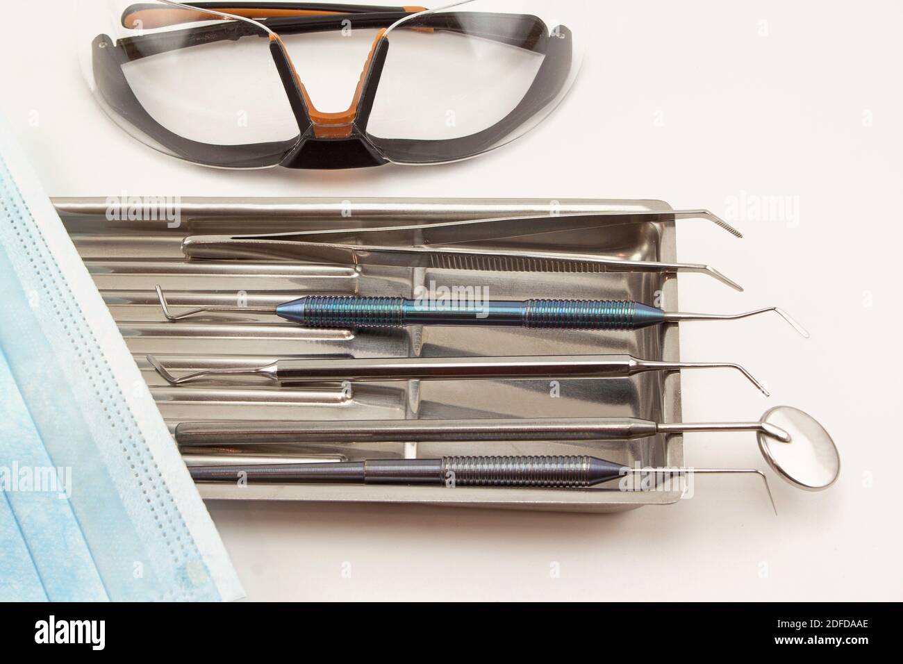 Group of dental tools and accessories for the treatment of teeth ...