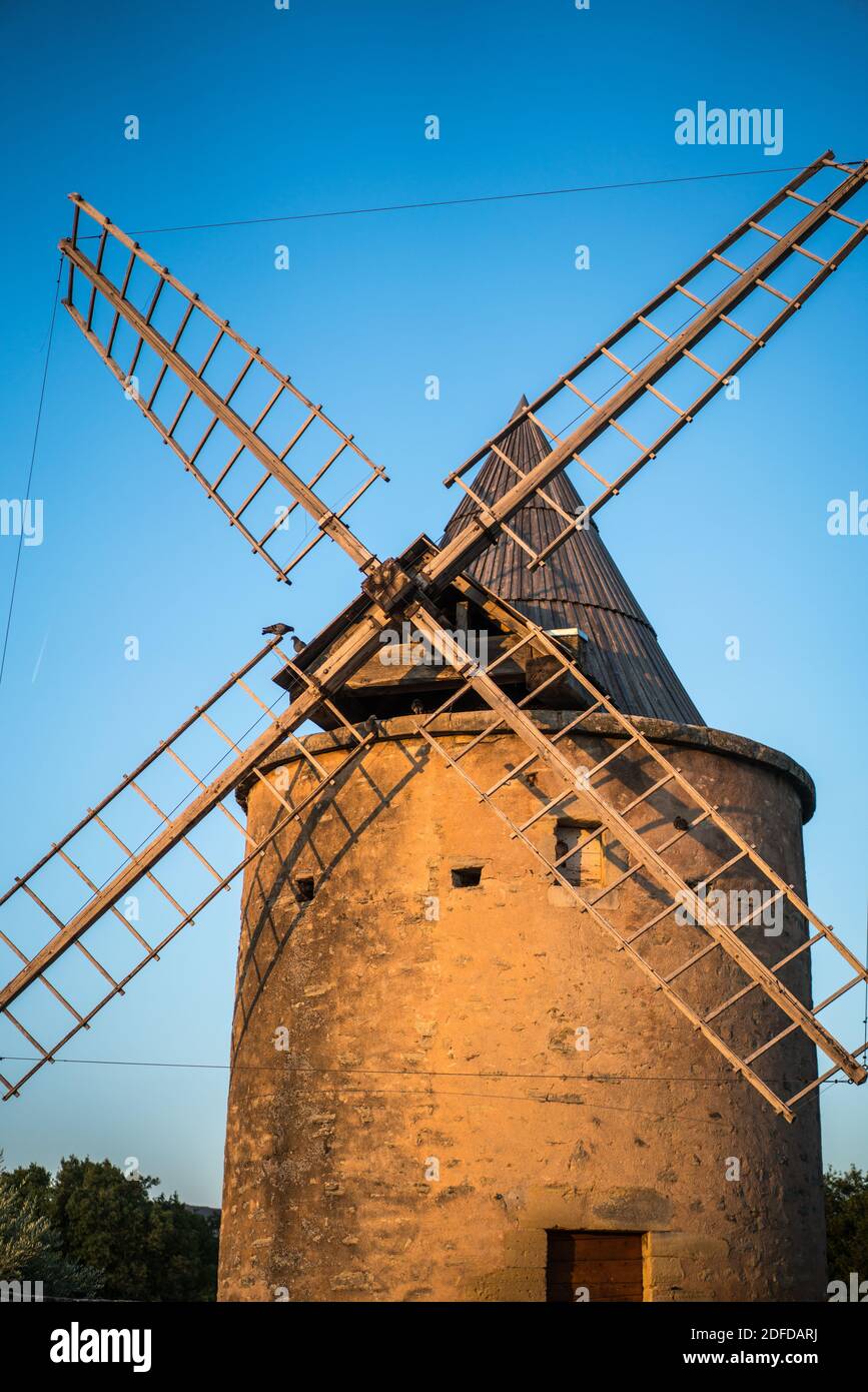 windmill the village Goult, Provence, France, Europe Stock Photo - Alamy