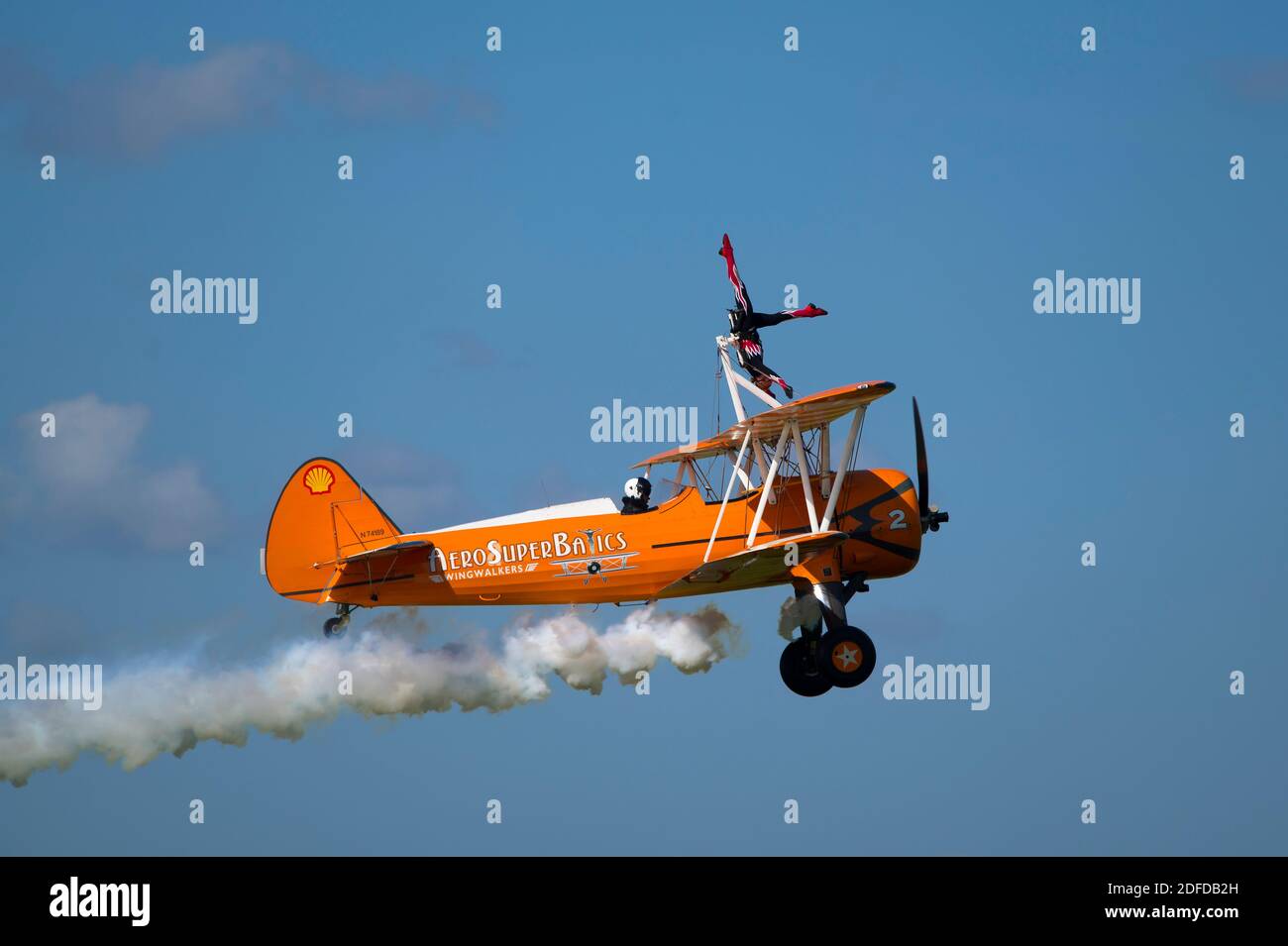 Aerosuperbatics wingwalking display team performing at an event in the ...