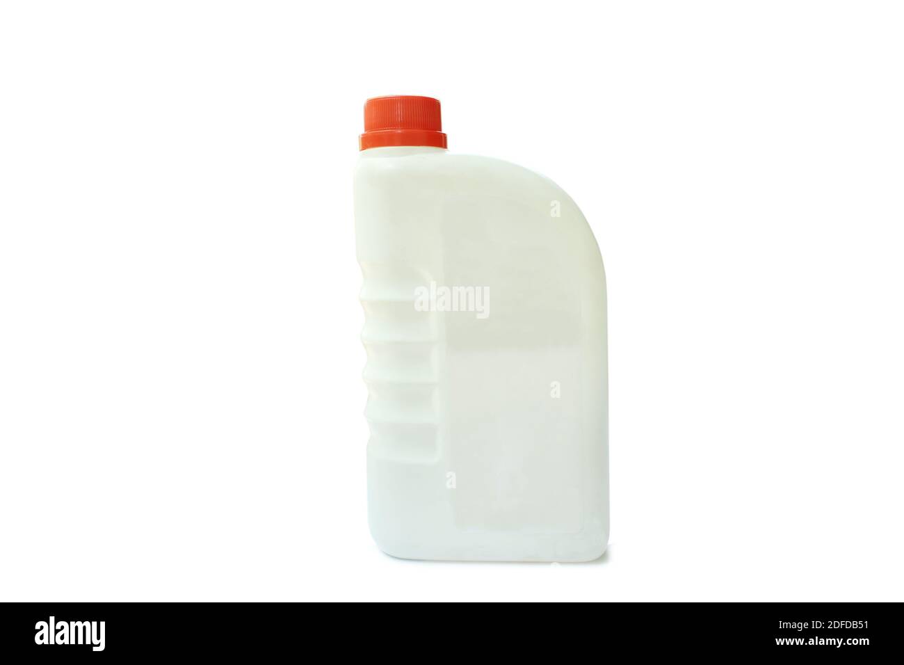 plastic bottle packaging with red cap contain liquid on white ...