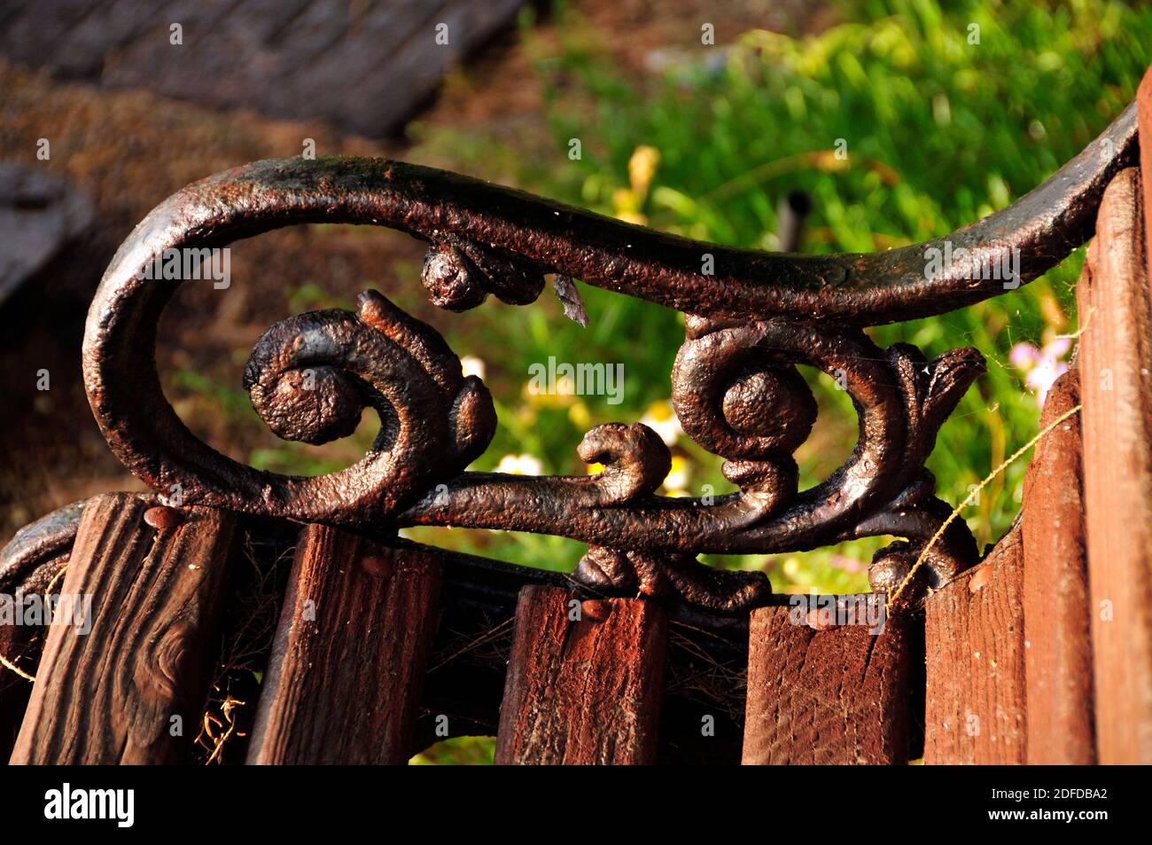Abstract detail of a rusty bench Stock Photo - Alamy
