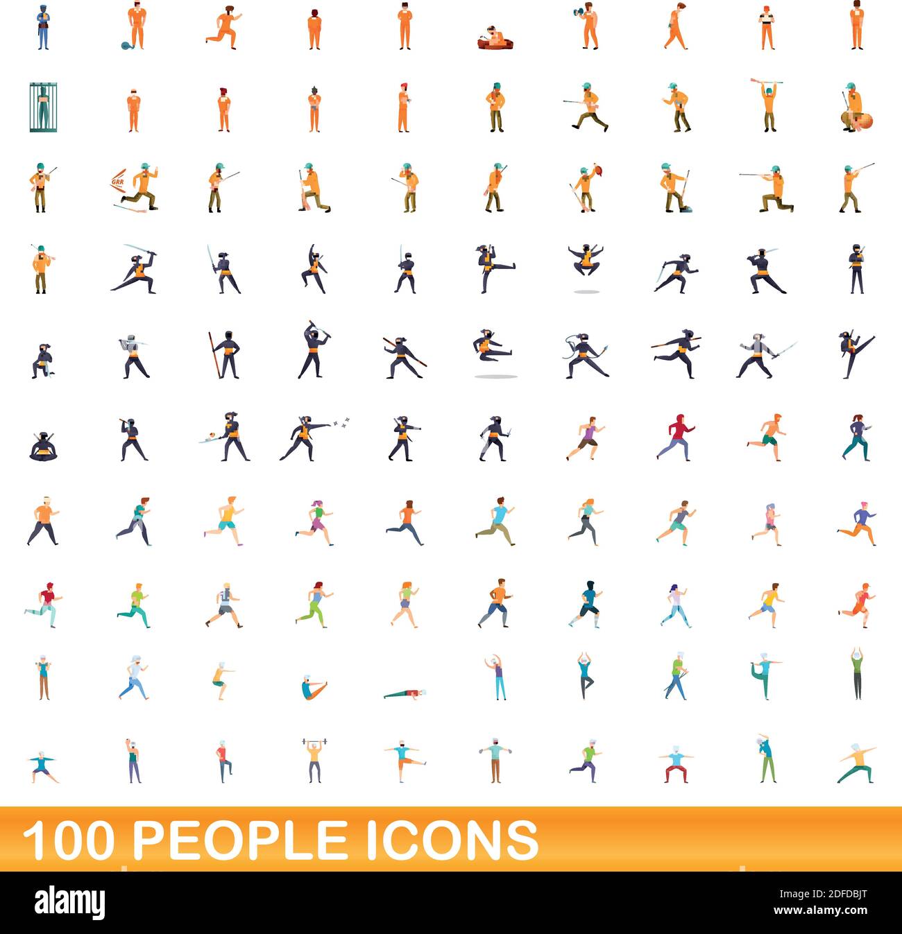 100 people icons set. Cartoon illustration of 100 people icons vector ...