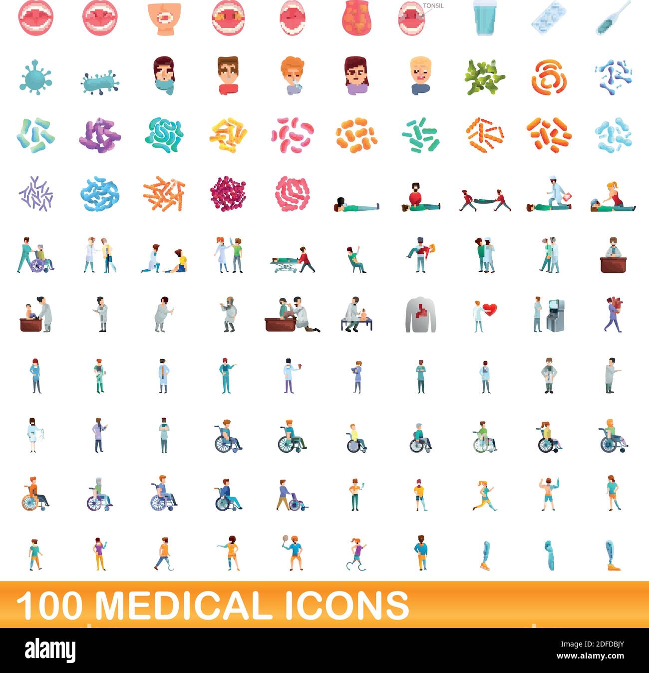 100 medical icons set. Cartoon illustration of 100 medical icons vector ...