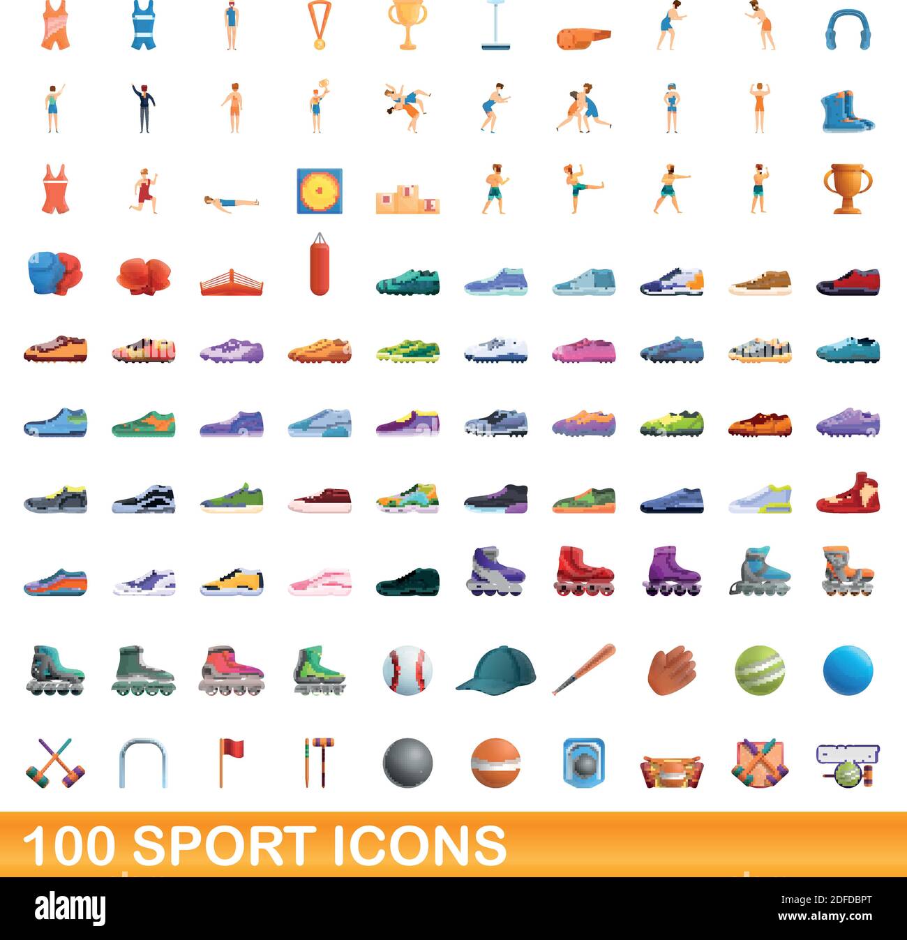 100 sport icons set. Cartoon illustration of 100 sport icons vector set ...