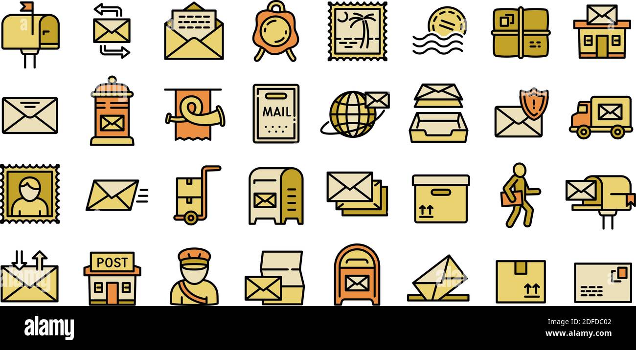 Postman Icons Set Outline Set Of Postman Vector Icons For Web Design