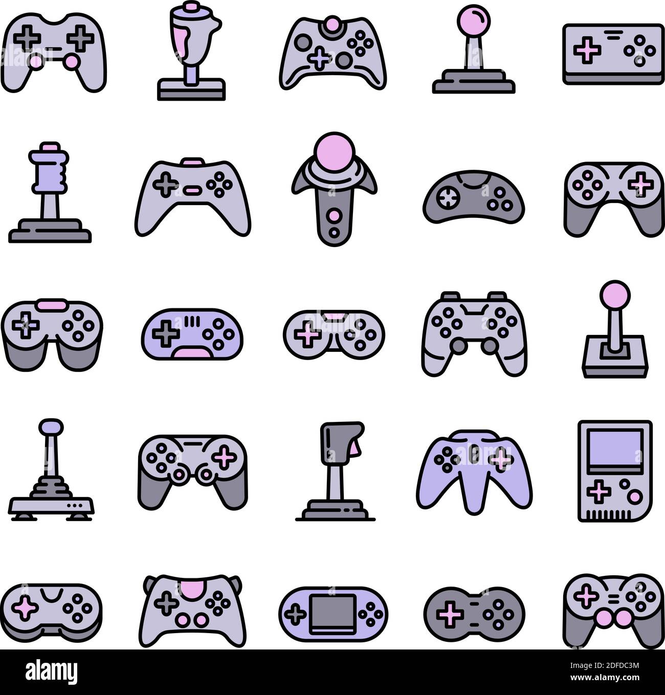 Joystick Icons Set Outline Set Of Joystick Vector Icons For Web Design Isolated On White
