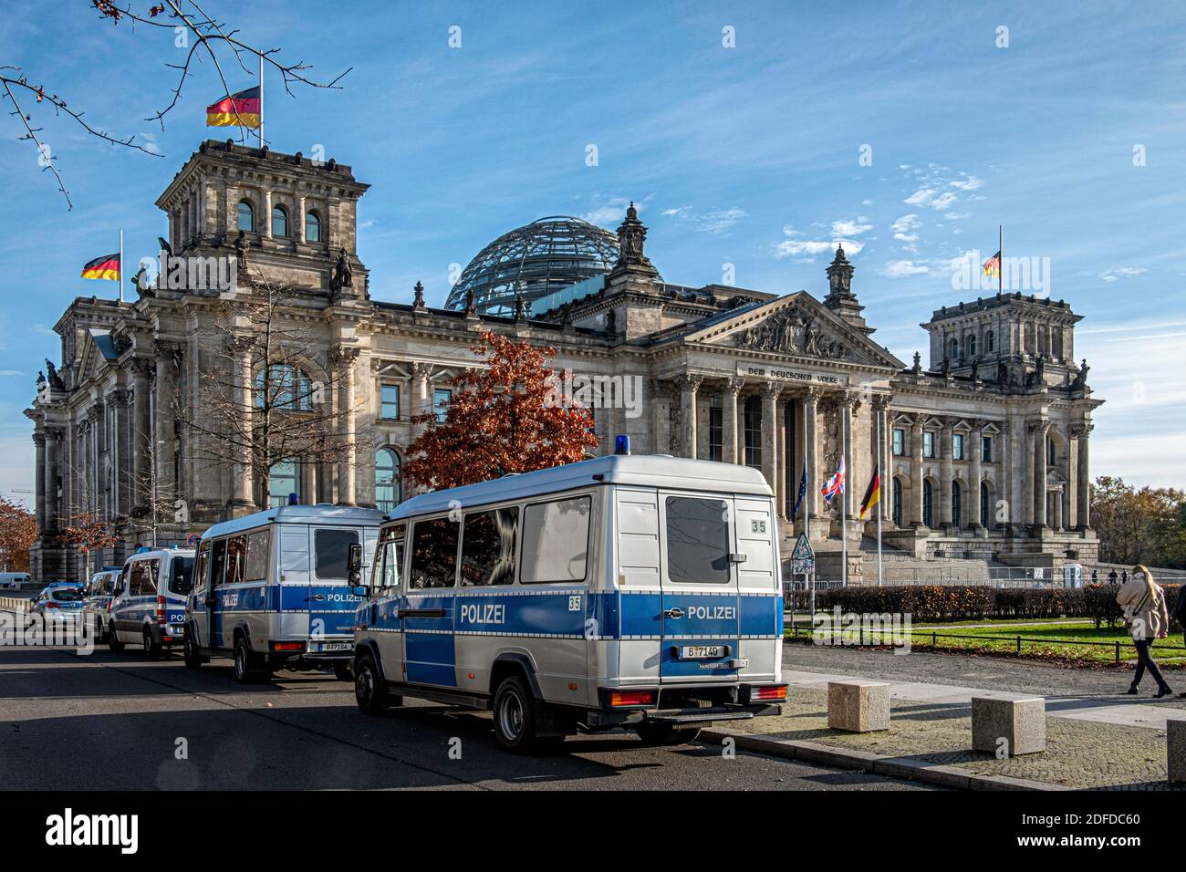 Berlin, Mitte. Reichstag Building German Parliament Union Jack flag for ...