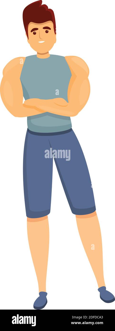 Bodybuilder cool boy icon. Cartoon of bodybuilder cool boy vector icon ...