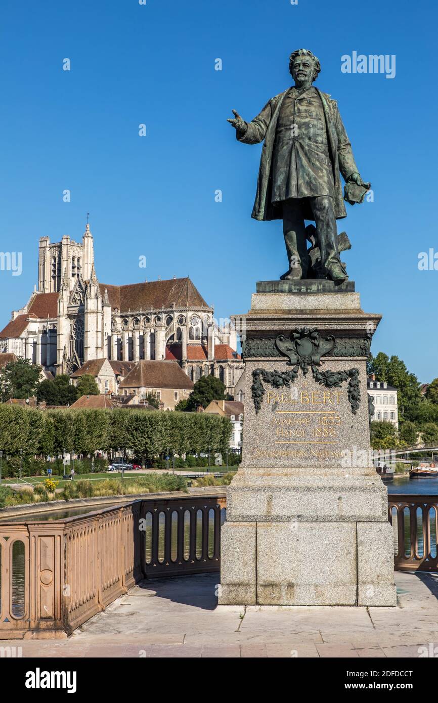 PAUL BERT BRIDGE, SAINT-ETIENNE CATHEDRAL, RIVER PORT ON THE YONNE ...