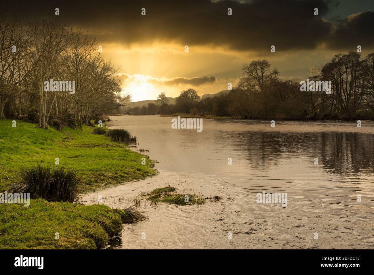 The upper River Dee in winter at Corwen North Wales Stock Photo - Alamy