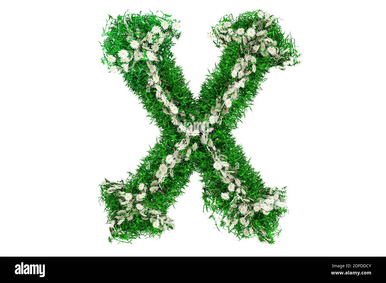Letter X of Green Grass And Flowers. 3D illustration Stock Photo - Alamy