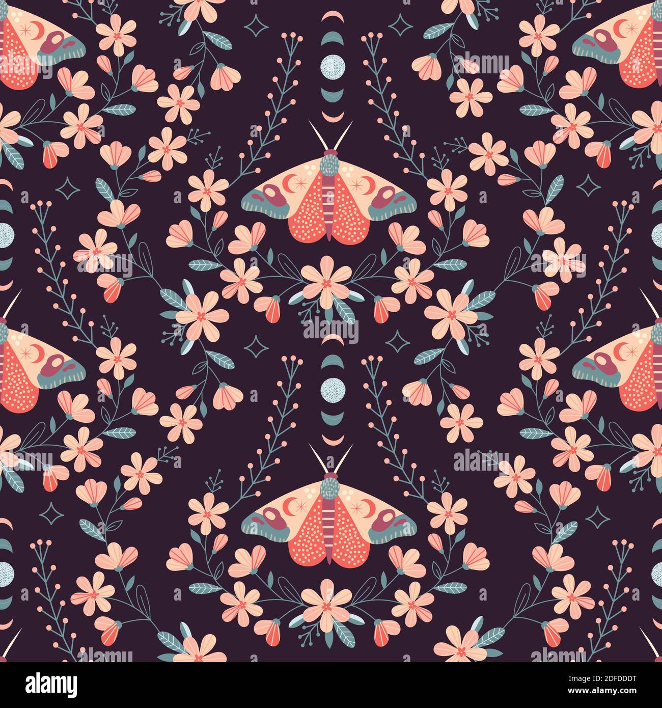 Seamless Floral Pattern with butterfly in vector Stock Vector Image ...