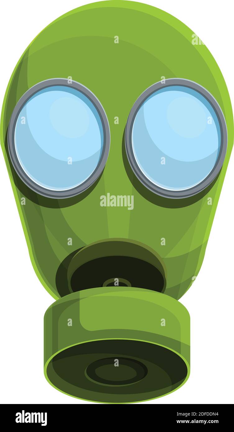 Green gas mask icon. Cartoon of green gas mask vector icon for web ...