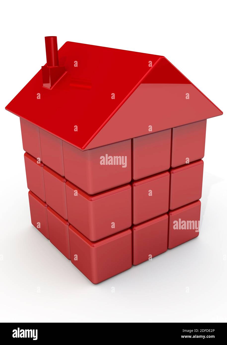 The house symbol made from red cubes. 3d symbol of house made from red ...