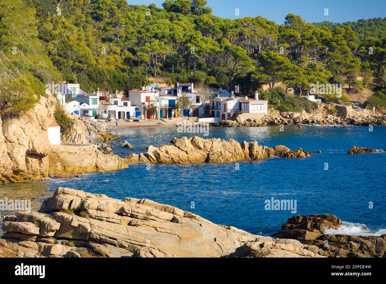 Panoramic view of the picturesque fishing village of Cala S'Alger, from ...