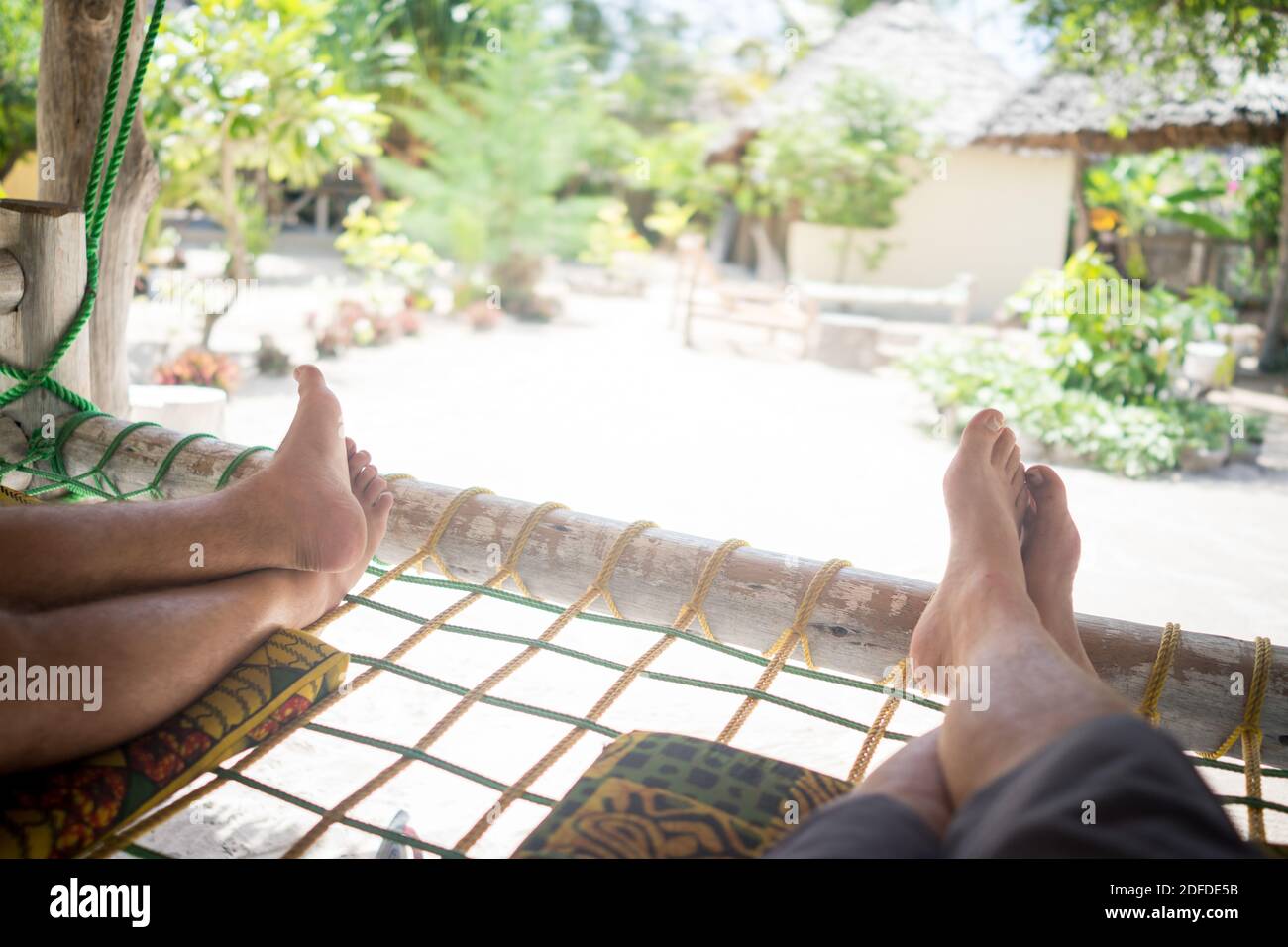 Relaxing on hammock Stock Photo - Alamy
