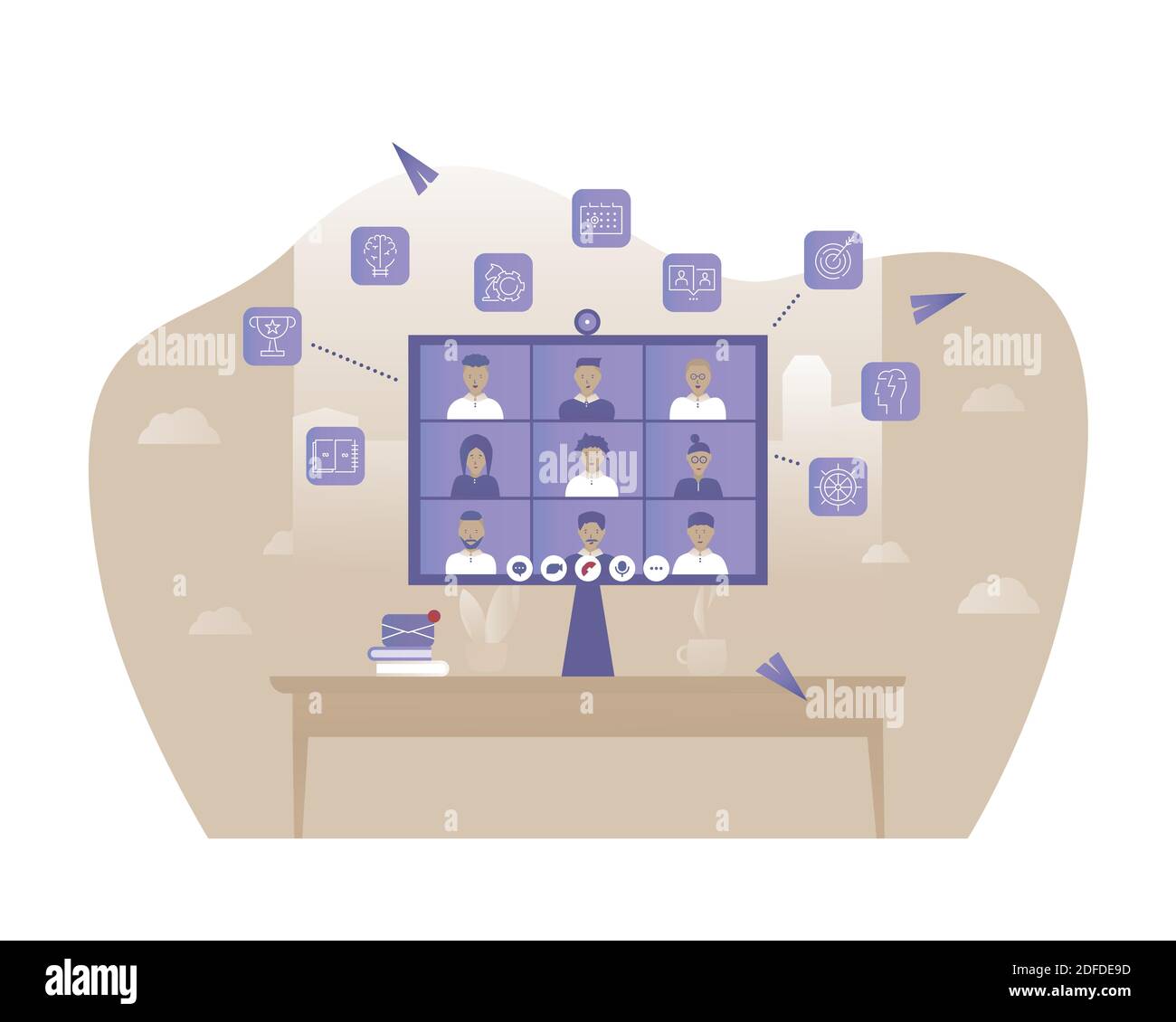 Videocall meeting home Stock Vector Images - Alamy