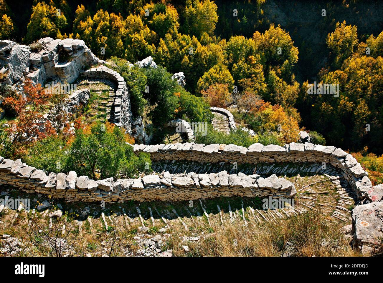 ZAGORI REGION, GREECE. The Scala of Vradeto, a fantastic stone path, a ...