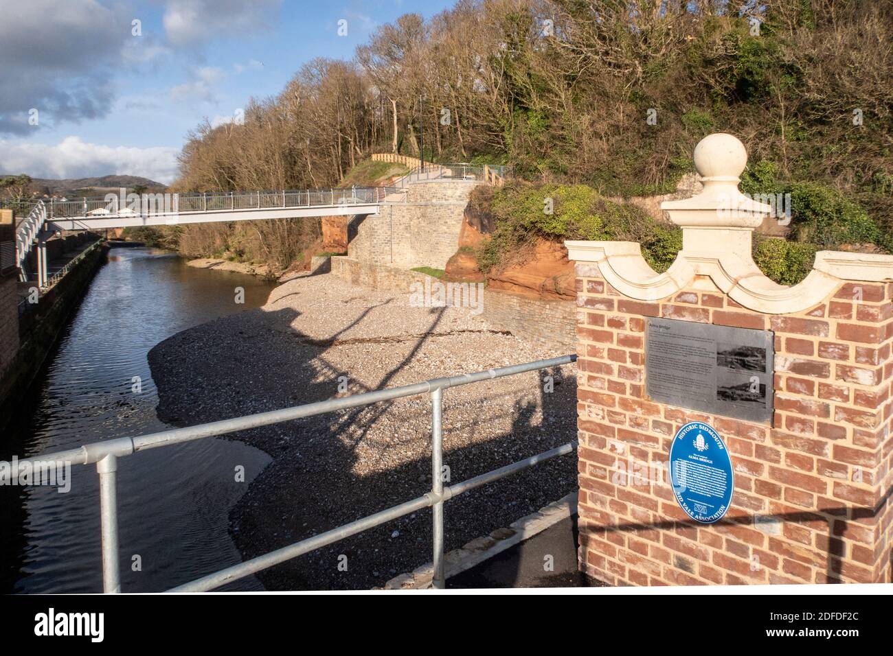 New Alma Bridge over the river Sid, Sidmouth, viewed from the site of ...