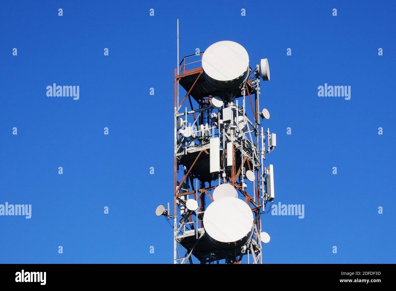 Detail of a telecommunication tower. Telecom tower antennas and ...