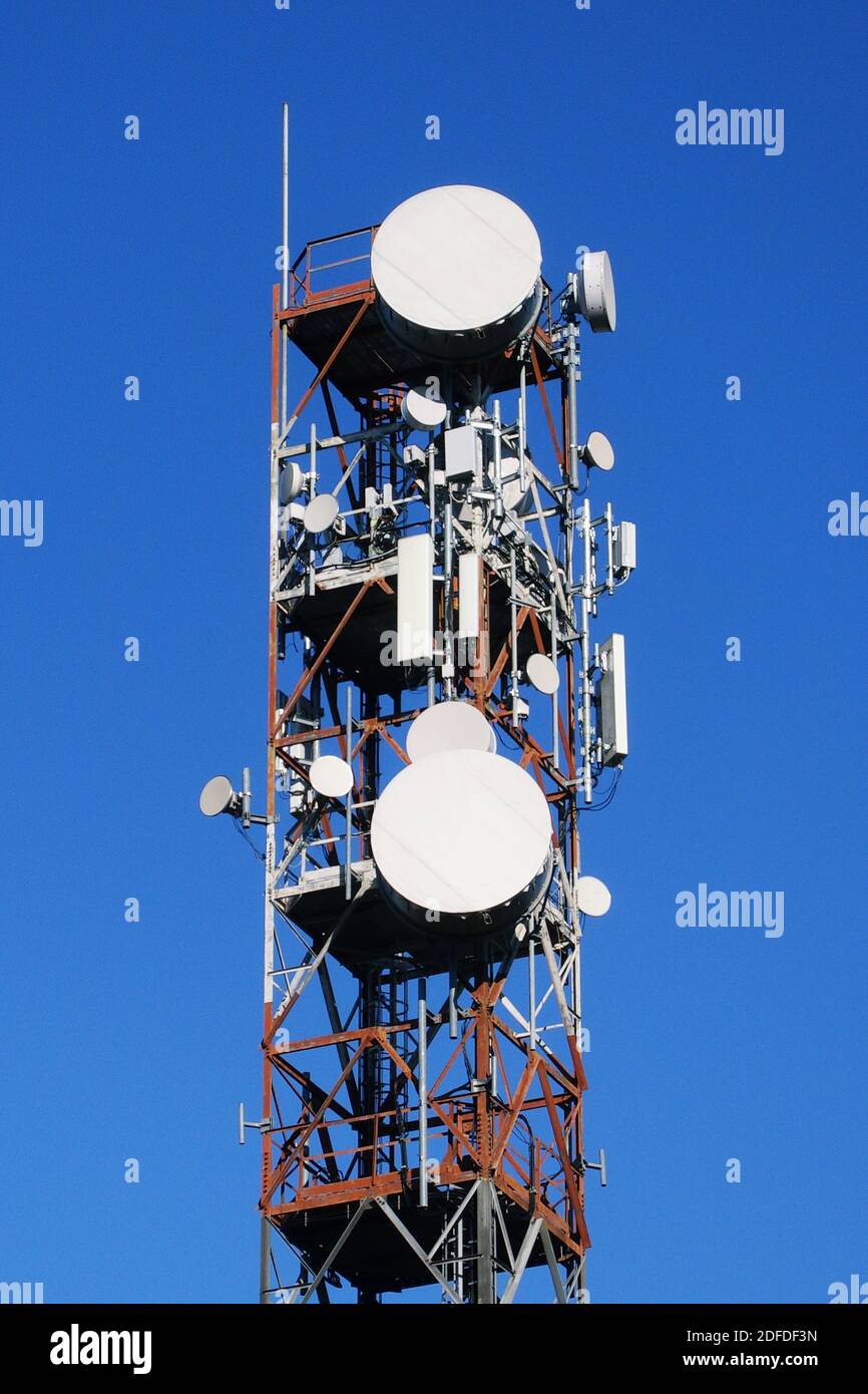 Detail of a telecommunication tower. Telecom tower antennas and ...