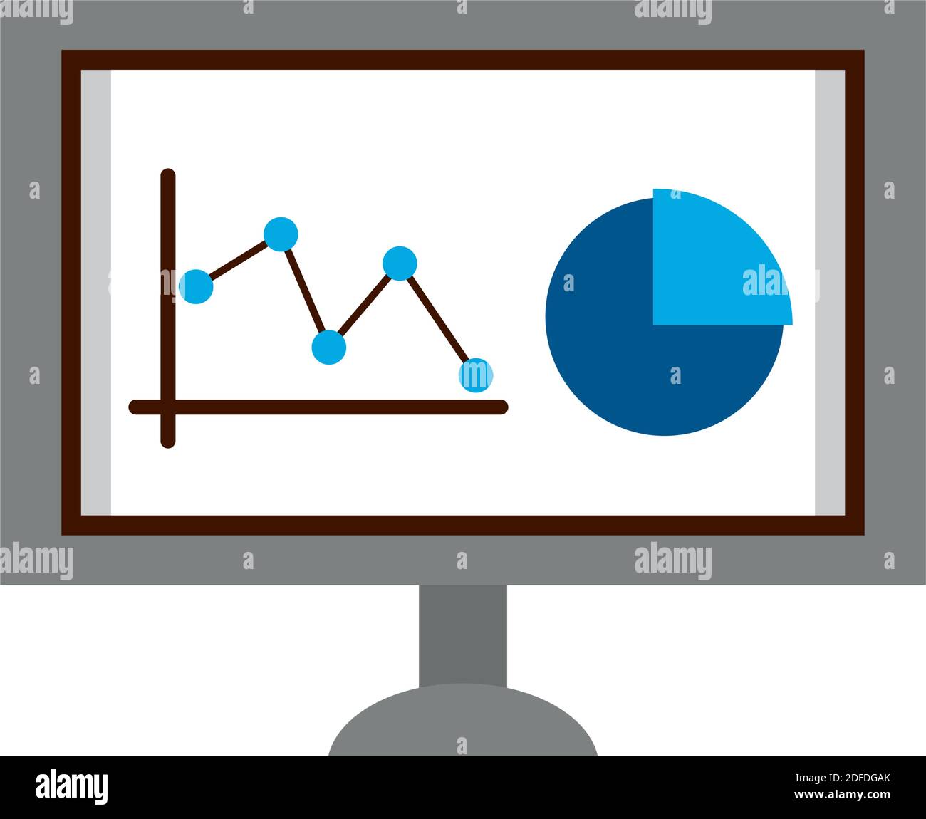 desktop computer device with statistics infographic vector illustration ...