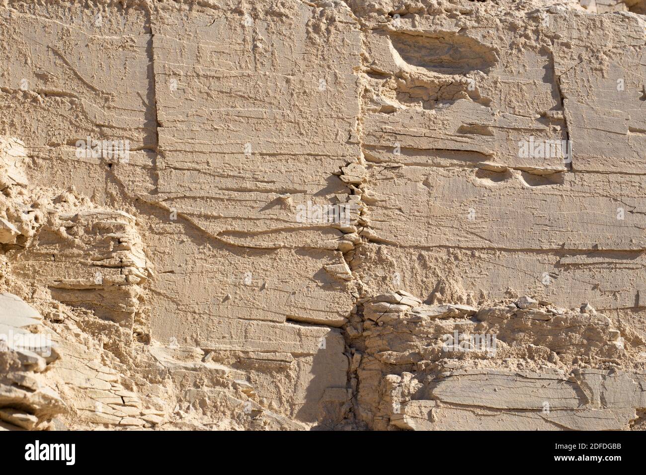 natural background of dry clay soil on the cut. Texture, template for ...