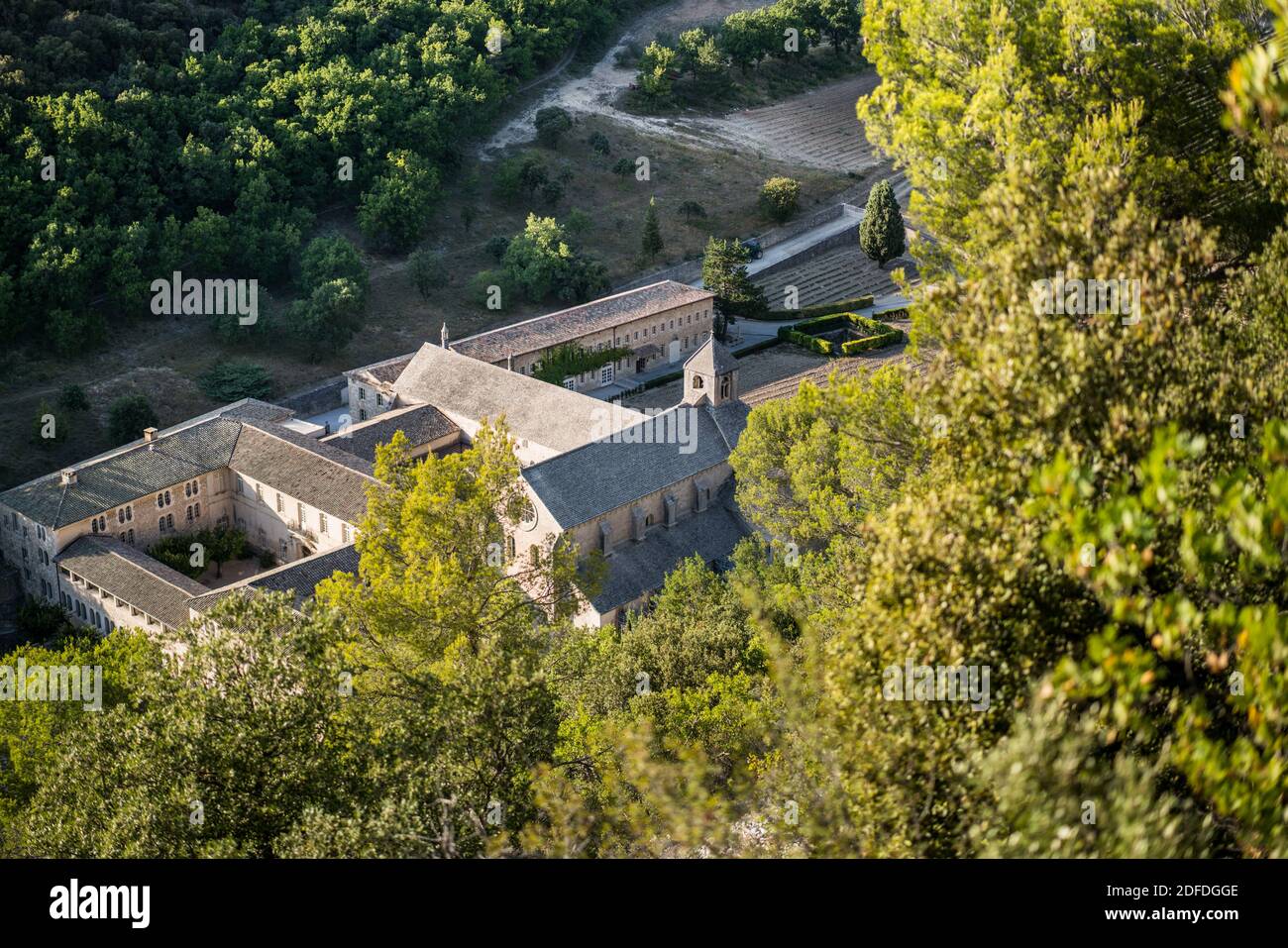 Aerial view of the monastery Senanque in the Maestral, Provence, France ...