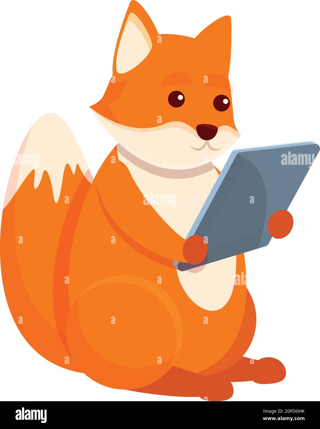 Fox with tablet icon. Cartoon of fox with tablet vector icon for web ...