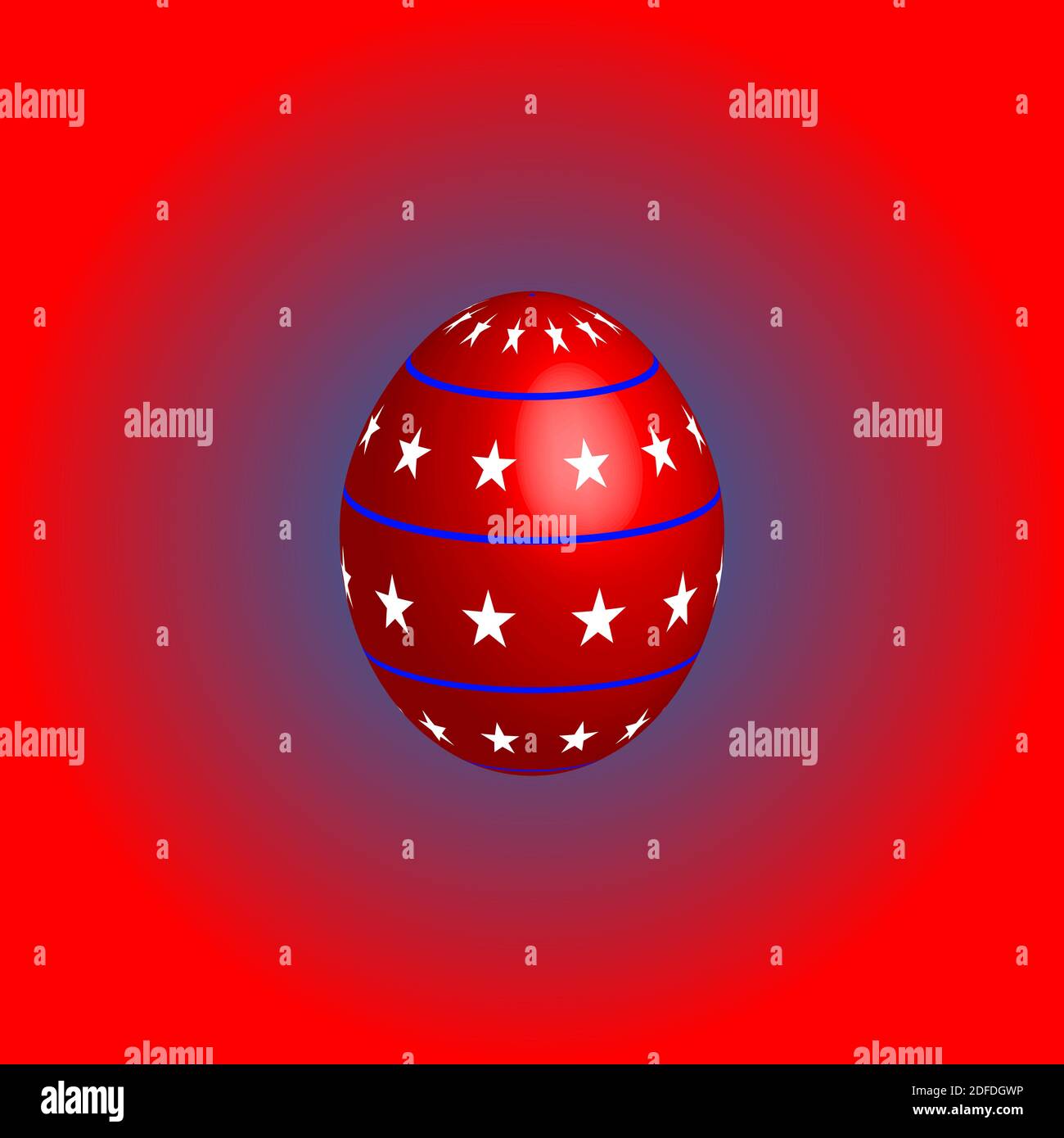 Easter egg in the colors of the flag of America. American Easter. A ...