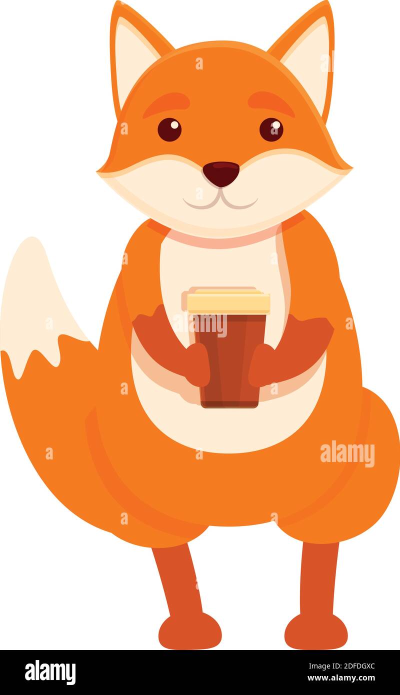Fox drink coffee icon. Cartoon of fox drink coffee vector icon for web ...