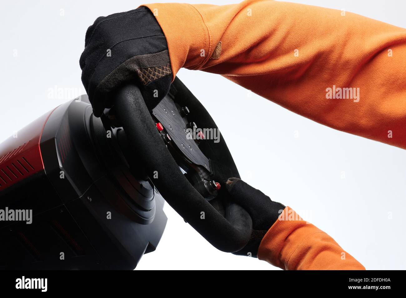Spinning sport car steering wheel isolated on side view Stock Photo - Alamy
