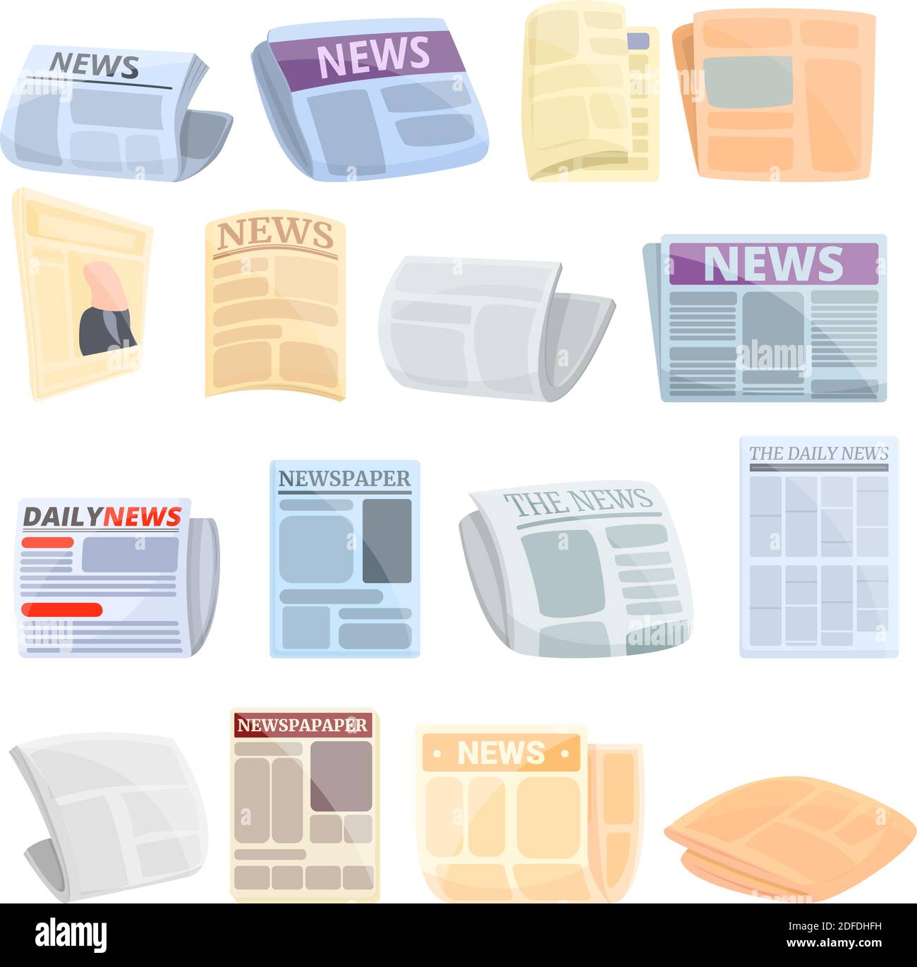 Newspaper icons set. Cartoon set of newspaper vector icons for web ...