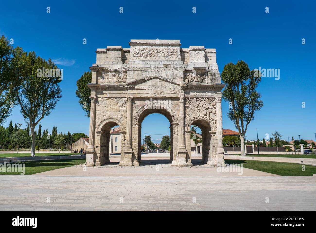 General view of the Triumphal Arch in Orange in the Orange, France ...