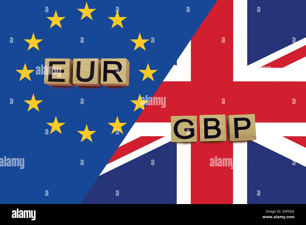 United Europe and United Kingdom currencies codes on national flags ...