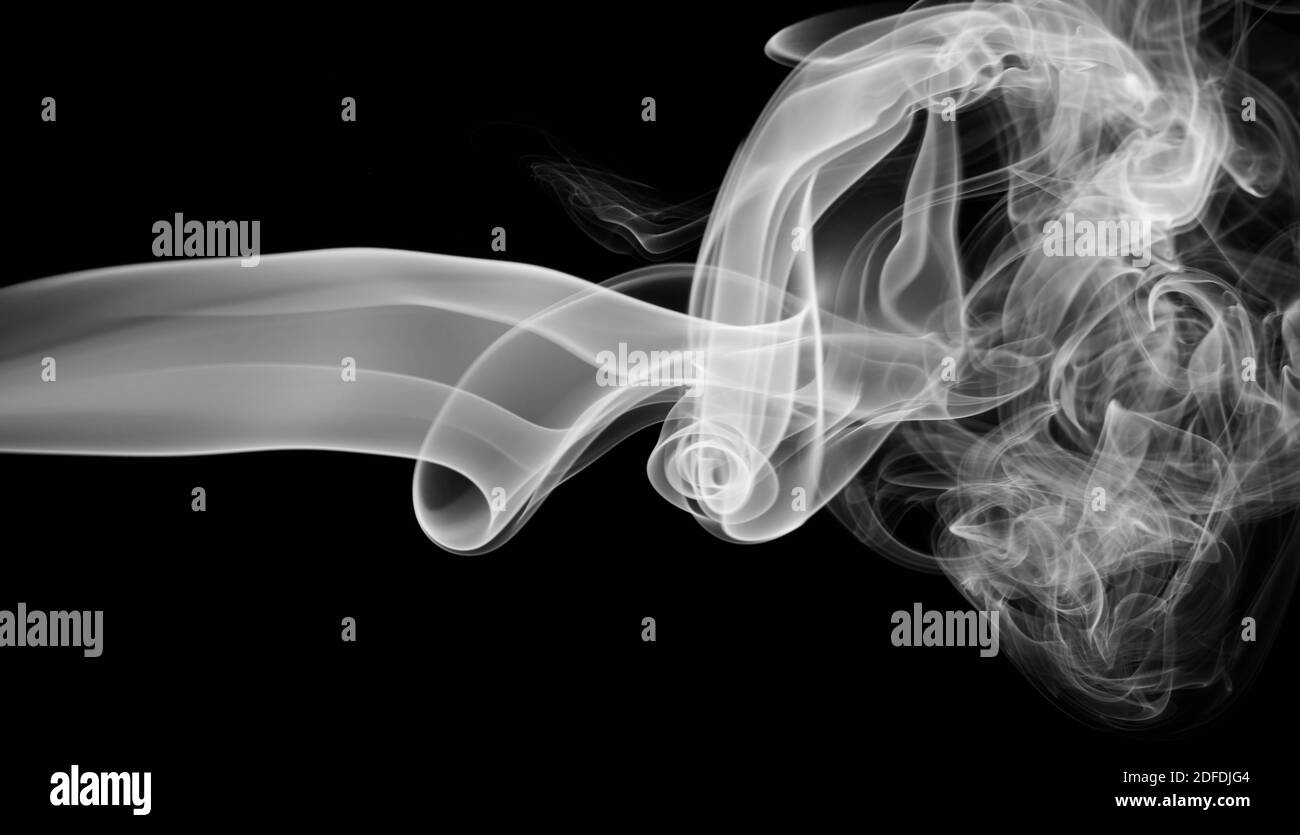 Elegant smoke curl in black and white color. Monochrome background ...