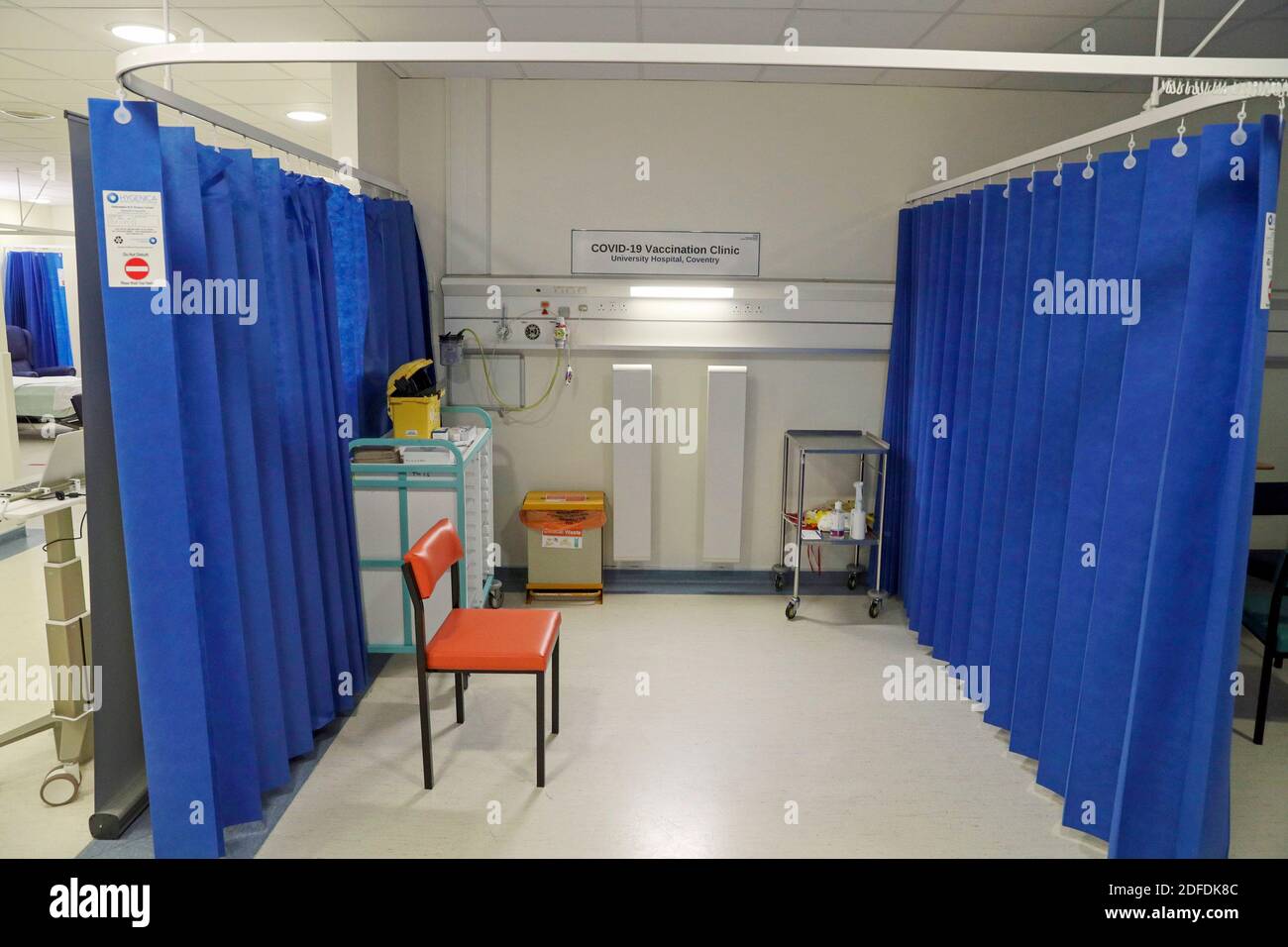 A cubicle in the Covid-19 Vaccination Clinic at the University Hospital ...